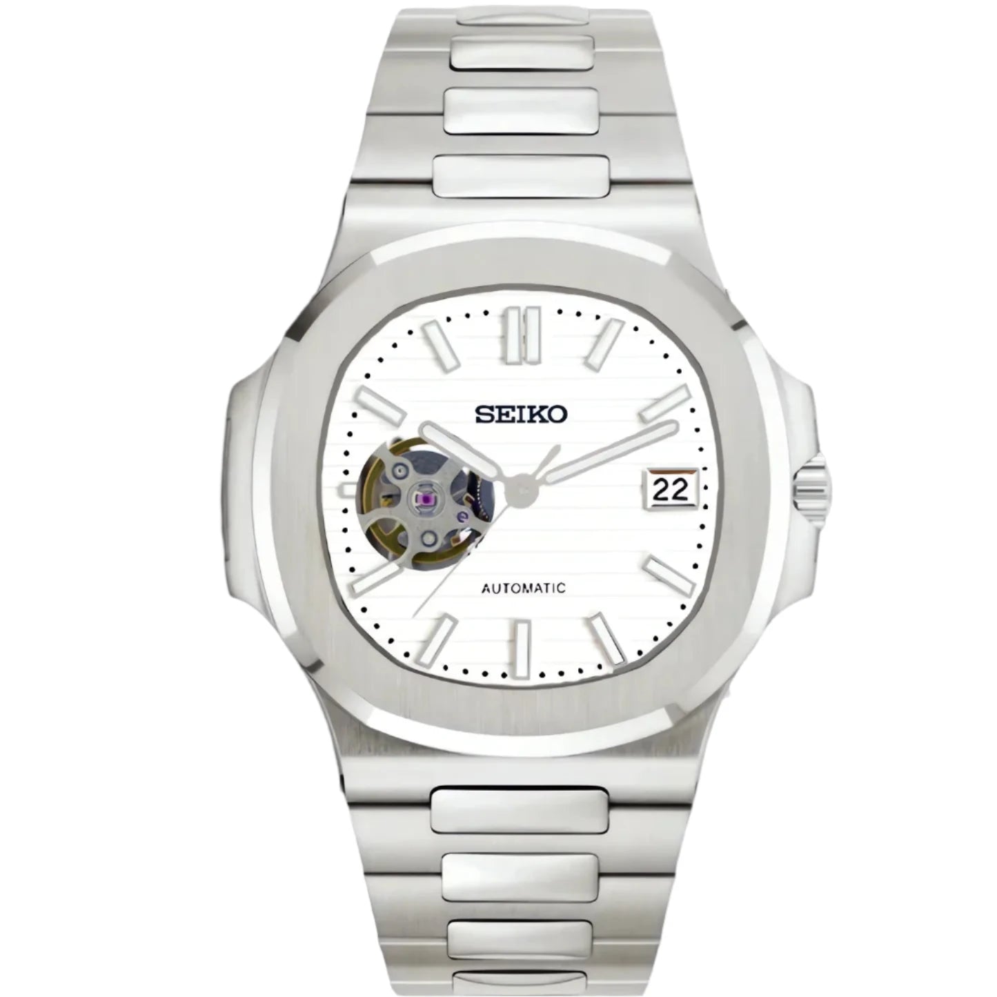NAUTILUS SEIKO MOD WHITE OPEN HEART – 900.Customs